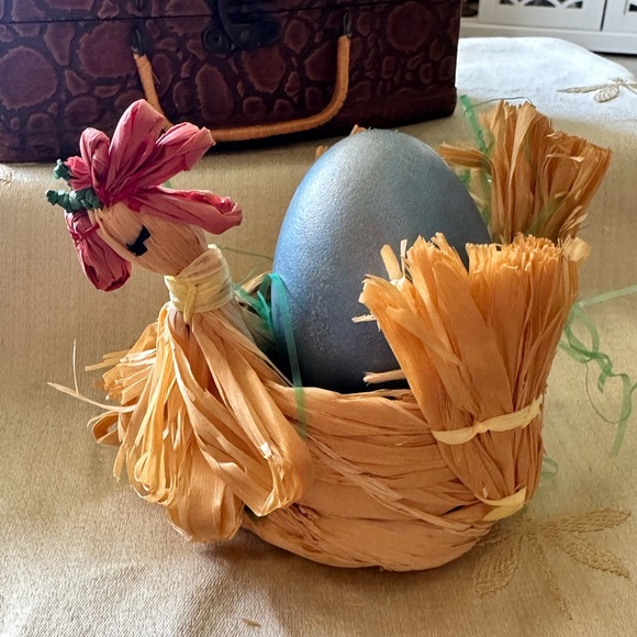 Vintage | Accents | Vintage Handmade Rooster Chicken Straw Raffia ...